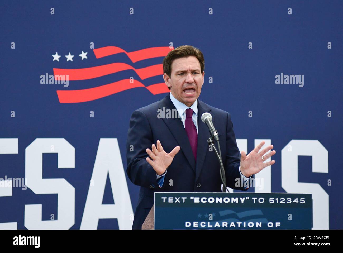 Rochester, N.H., USA, 31 July, 2023, Florida Gov. Ron DeSantis speaks ...