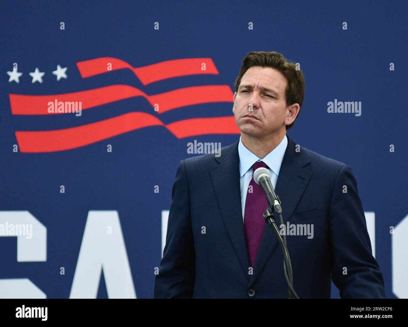 Rochester, N.H., USA, 31 July, 2023, Florida Gov. Ron DeSantis speaks ...