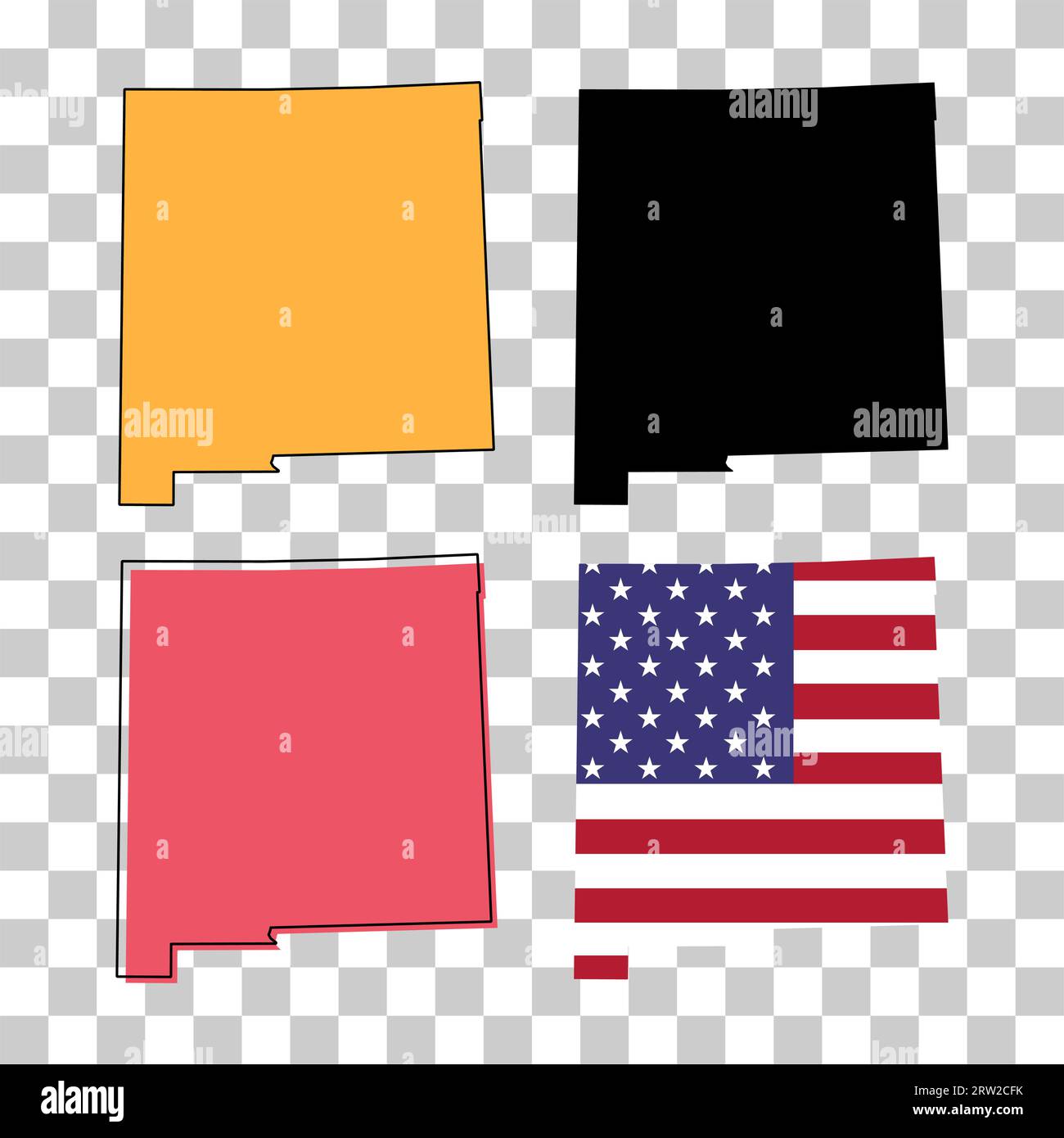 Set of New Mexico map, united states of america. Flat concept vector ...