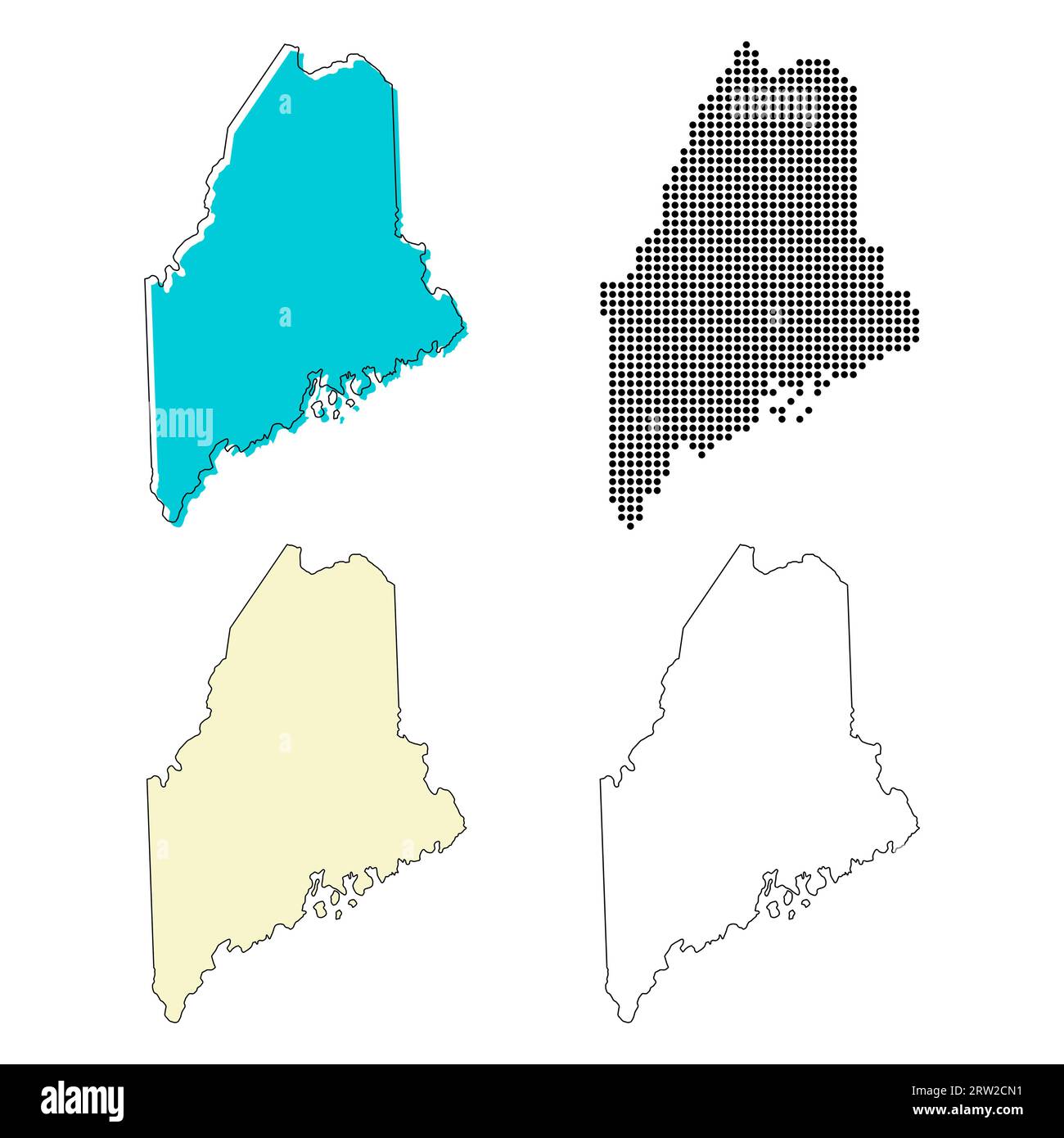 Set of Maine map, united states of america. Flat concept icon vector ...