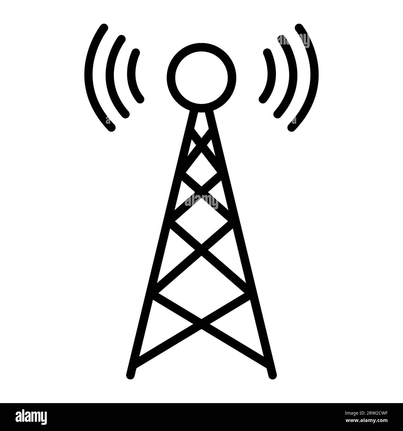 Signal tower icon, wireless technology network sign, antenna wave radio ...
