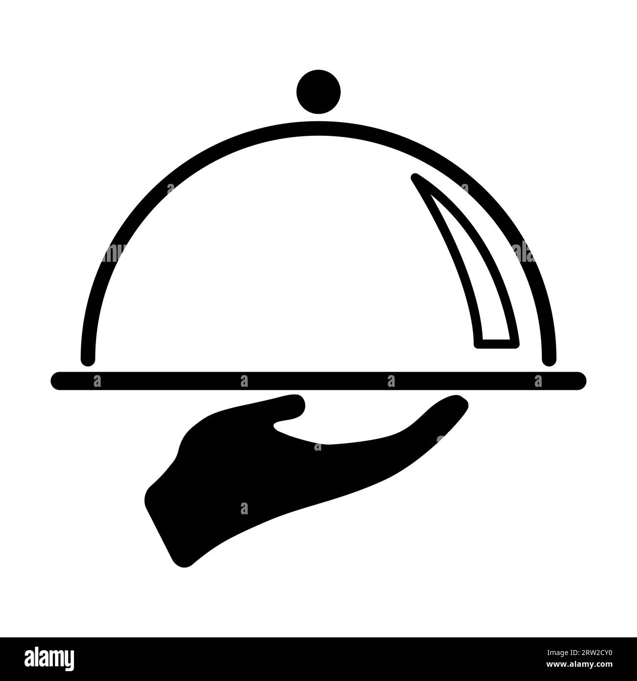 Waiter tray icon, dish menu restaurant web symbol, lunch design vector ...