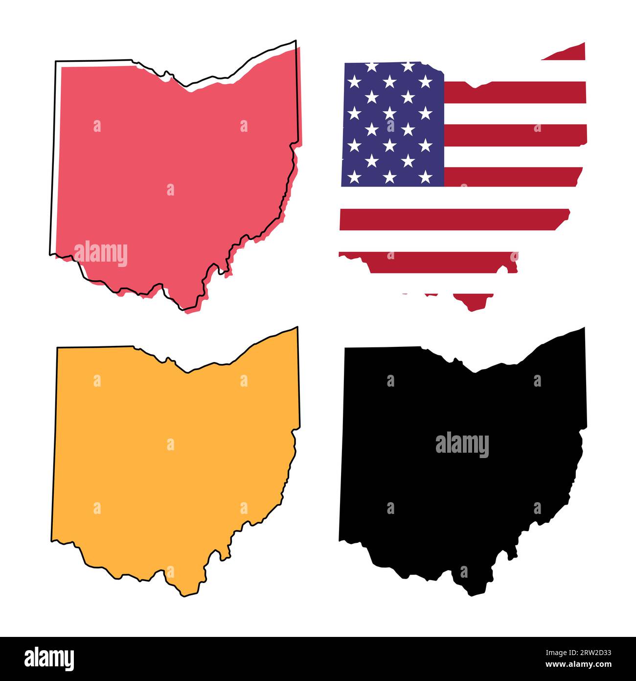 Set of Ohio map, united states of america. Flat concept symbol vector ...