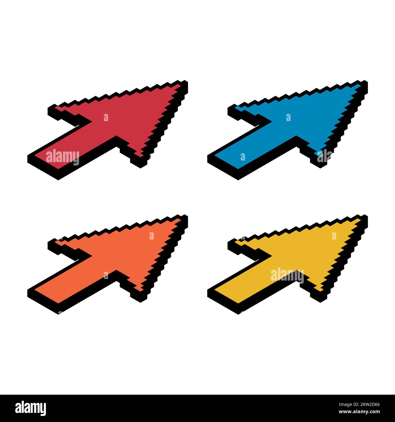 Set of Arrow isometric pixel icon, web cursor click mouse symbol, vector illustration Stock ...
