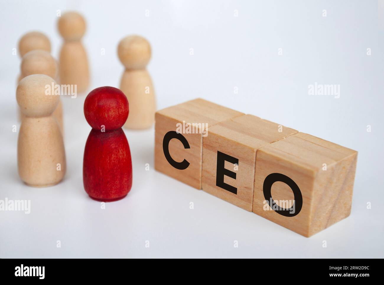 CEO text on wooden blocks with wooden figure representing leader ...