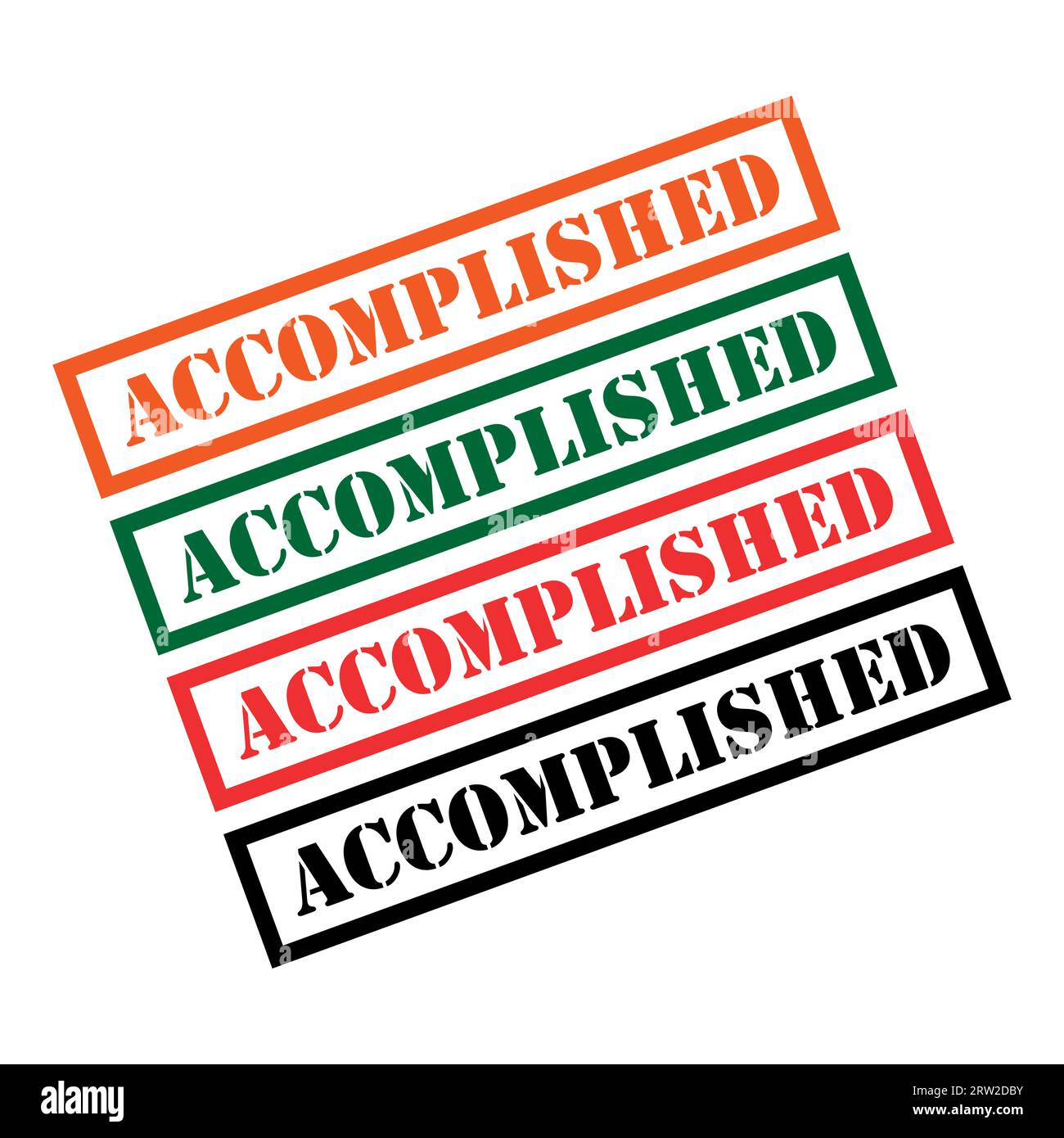 Set of Accomplished stamp symbol, label sticker sign button, text ...