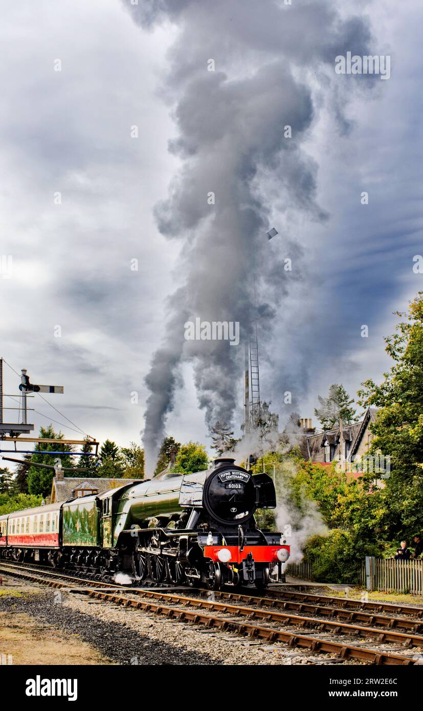 Flying Scotsman Steam Train at Boat of Garten Scotland explosive jets ...