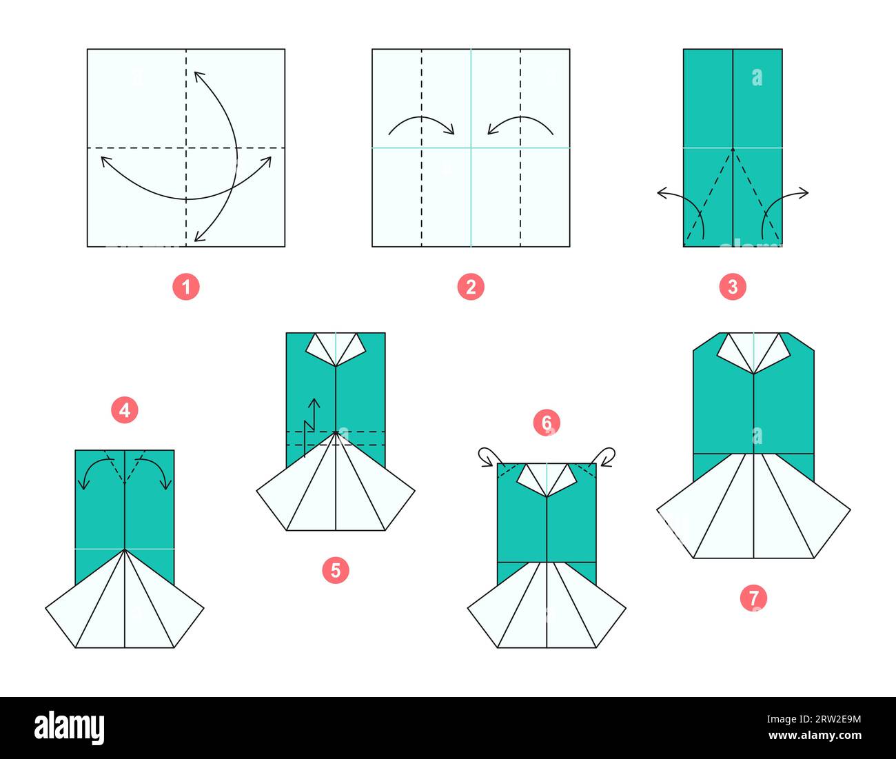 Origami tutorial for kids. Origami blouse and skirt Stock Vector Image ...