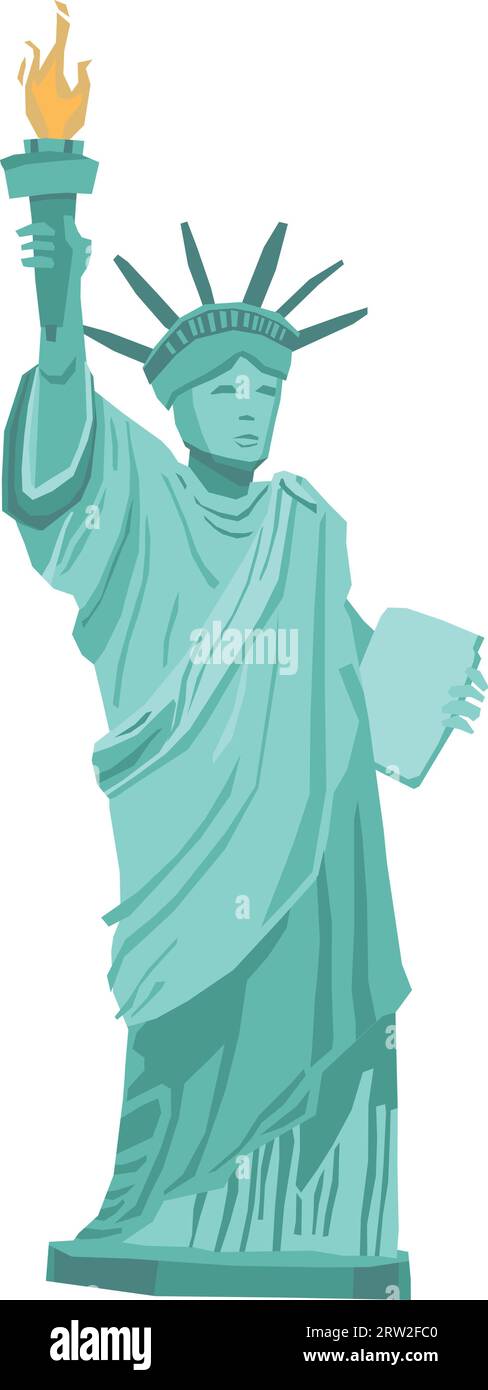 Simple cartoon flat drawing of the STATUE OF LIBERTY, NEW YORK CITY ...