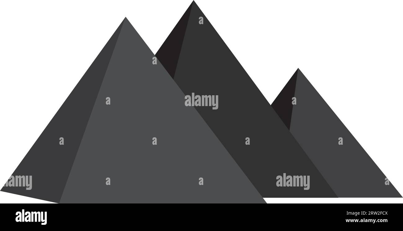 Simple monochromatic flat drawing of the GIZA PYRAMID COMPLEX, GIZA ...