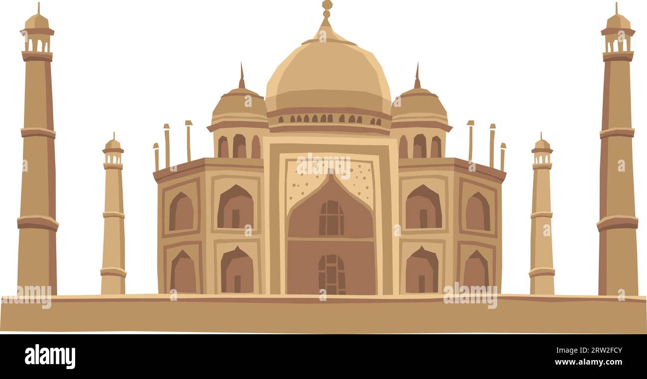 Simple cartoon flat drawing of the TAJ MAHAL, AGRA Stock Vector Image ...