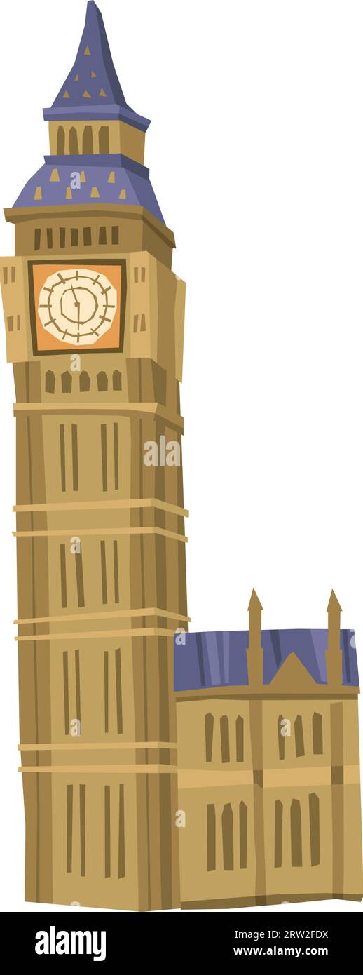 Simple cartoon flat drawing of the BIG BEN, LONDON Stock Vector Image ...
