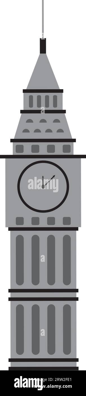 Simple monochromatic flat drawing of the BIG BEN, LONDON Stock Vector ...