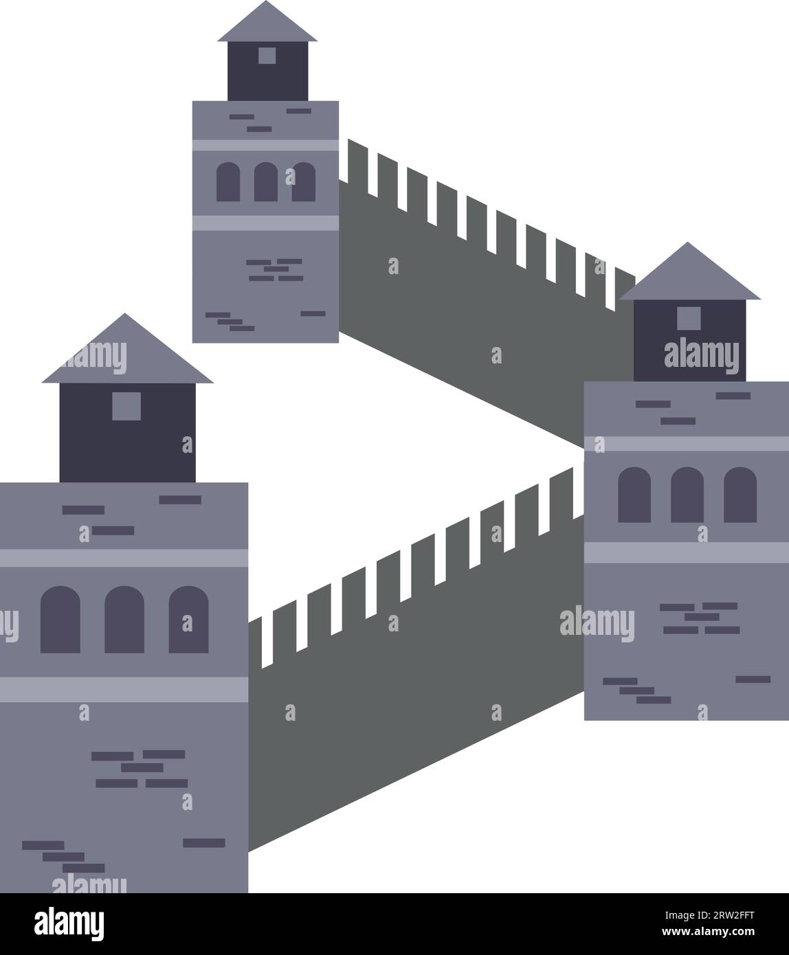 Simple colorful flat drawing of the GREAT WALL OF CHINA, BEIJING Stock ...