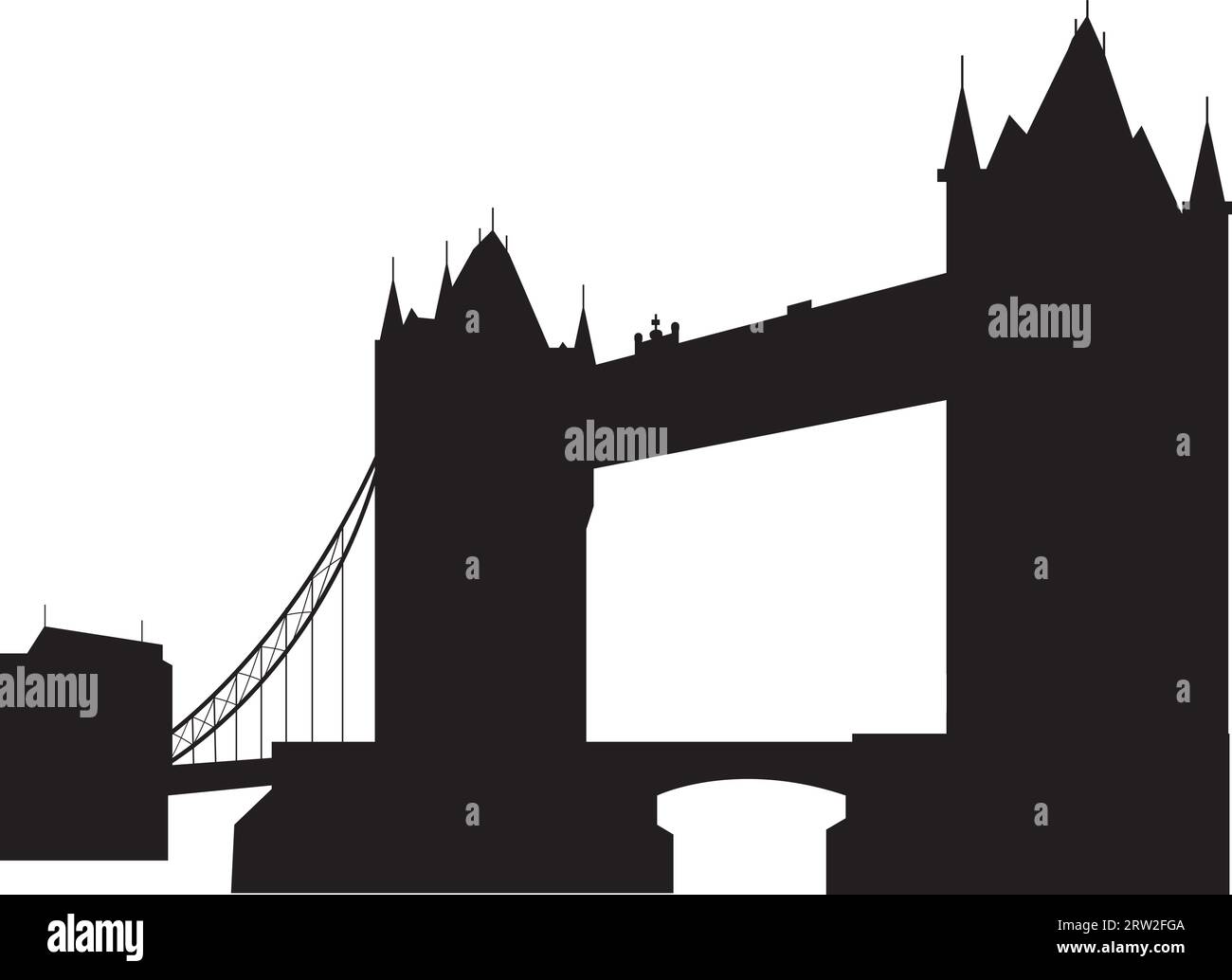 Simple black flat drawing of the TOWER BRIDGE, LONDON Stock Vector ...