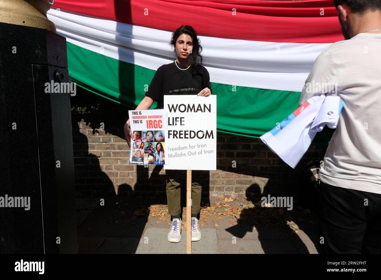 London, United Kingdom. 16th September, 2023. A woman poses for a ...