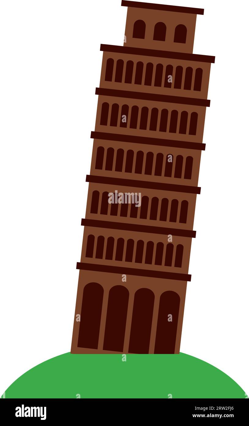 Simple colorful flat drawing of the LEANING TOWER OF PISA, PISA Stock ...