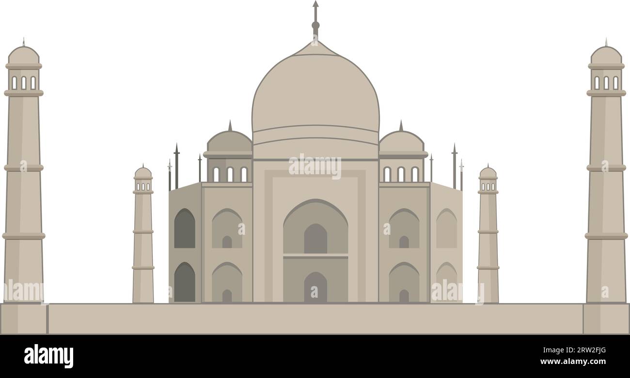 Detailed colorful flat drawing of the TAJ MAHAL, AGRA Stock Vector ...