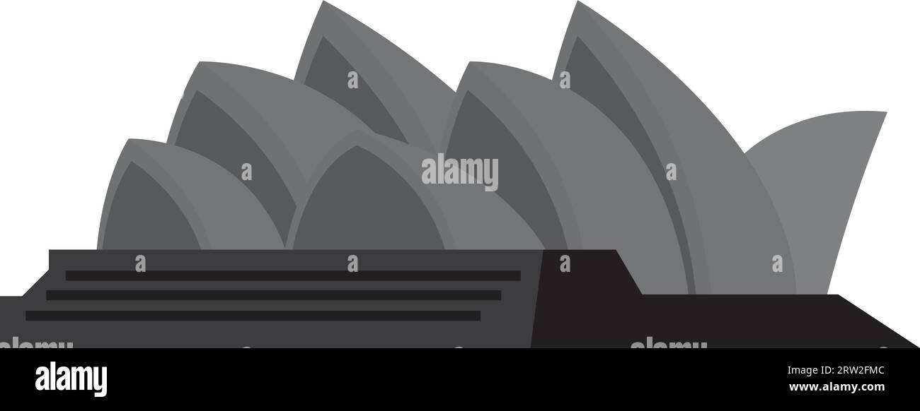 Simple monochromatic flat drawing of the SYDNEY OPERA HOUSE, SYDNEY ...