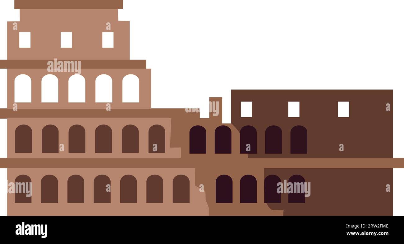 Simple colorful flat drawing of the COLOSSEUM, ROME Stock Vector Image ...