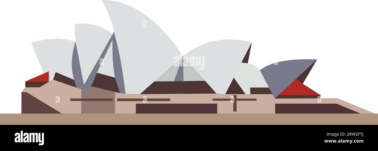 Simple colorful flat drawing of the SYDNEY OPERA HOUSE, SYDNEY Stock ...