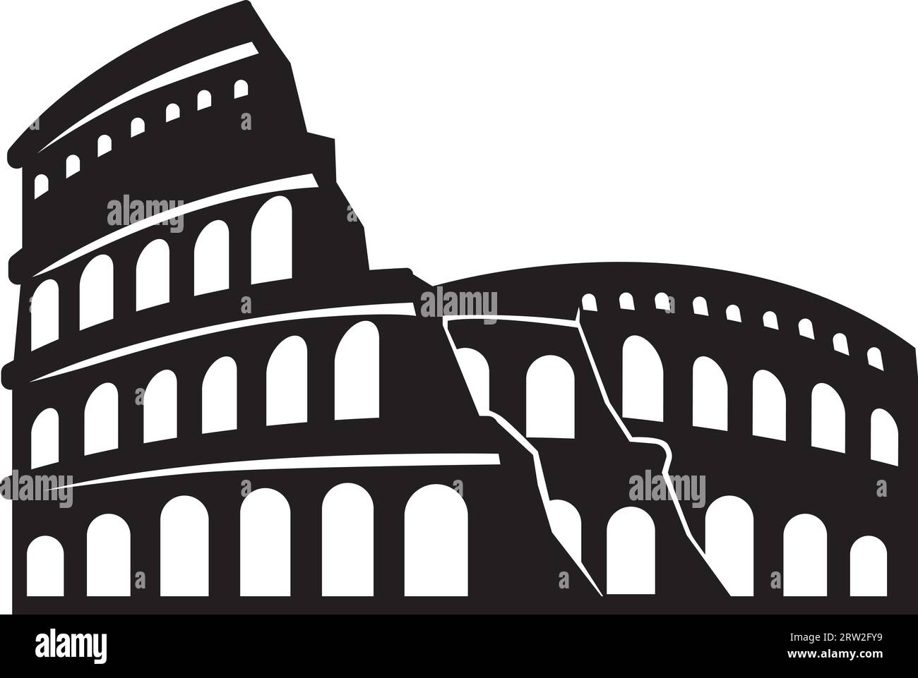 Simple black flat drawing of the COLOSSEUM, ROME Stock Vector Image ...