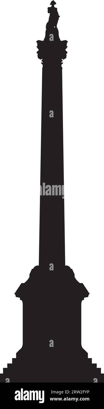 Simple black flat drawing of the NELSON'S COLUMN, LONDON Stock Vector ...