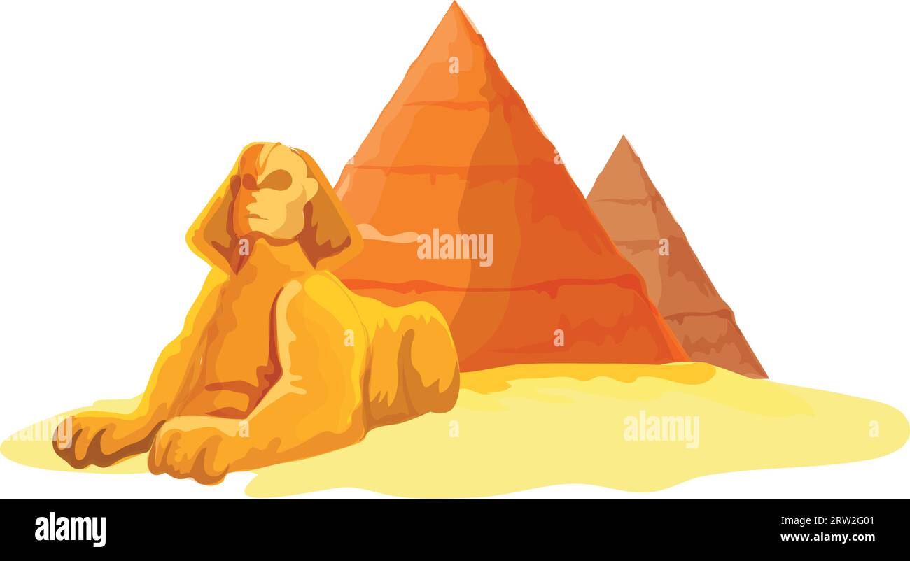 Detailed colorful flat drawing of the GIZA PYRAMID COMPLEX, GIZA Stock ...