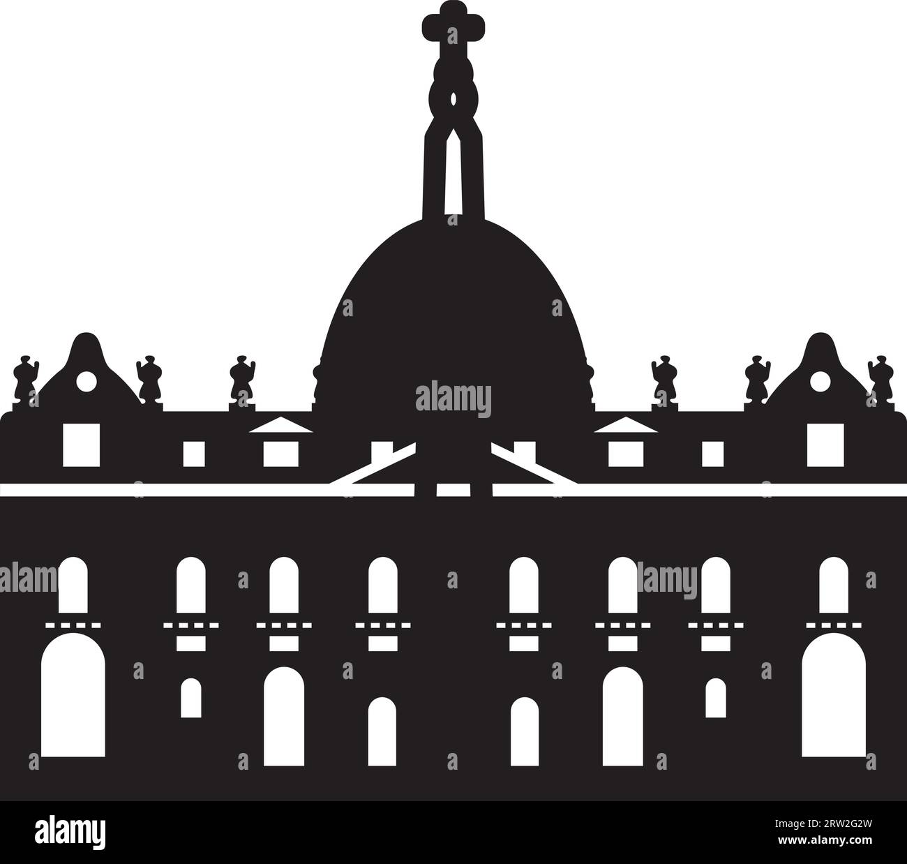 Simple black flat drawing of the ST. PETER'S BASILICA, VATICAN CITY ...