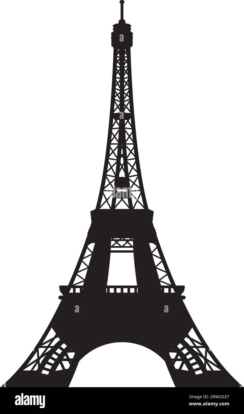 Simple black flat drawing of the EIFFEL TOWER, PARIS Stock Vector Image ...