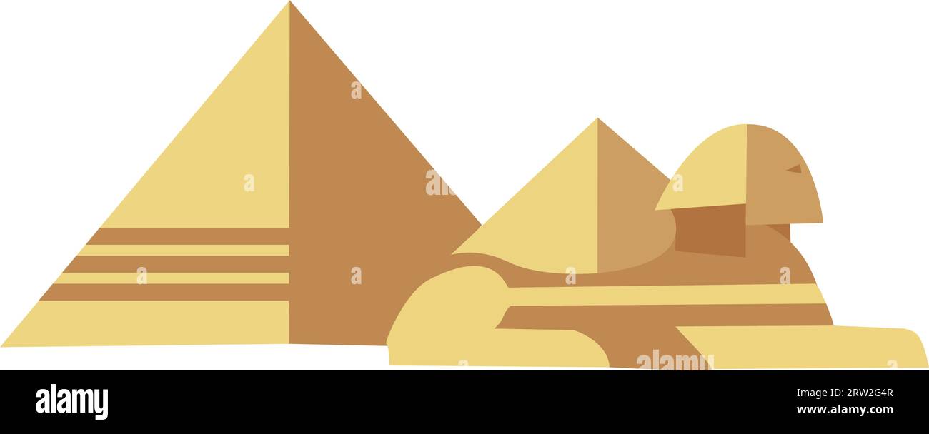 Simple colorful flat drawing of the GIZA PYRAMID COMPLEX, GIZA Stock ...