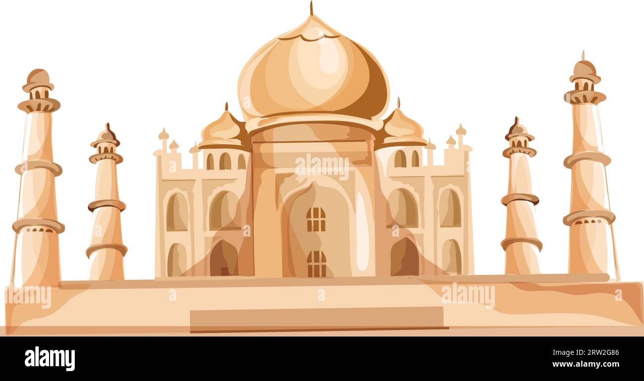 Detailed colorful flat drawing of the TAJ MAHAL, AGRA Stock Vector ...