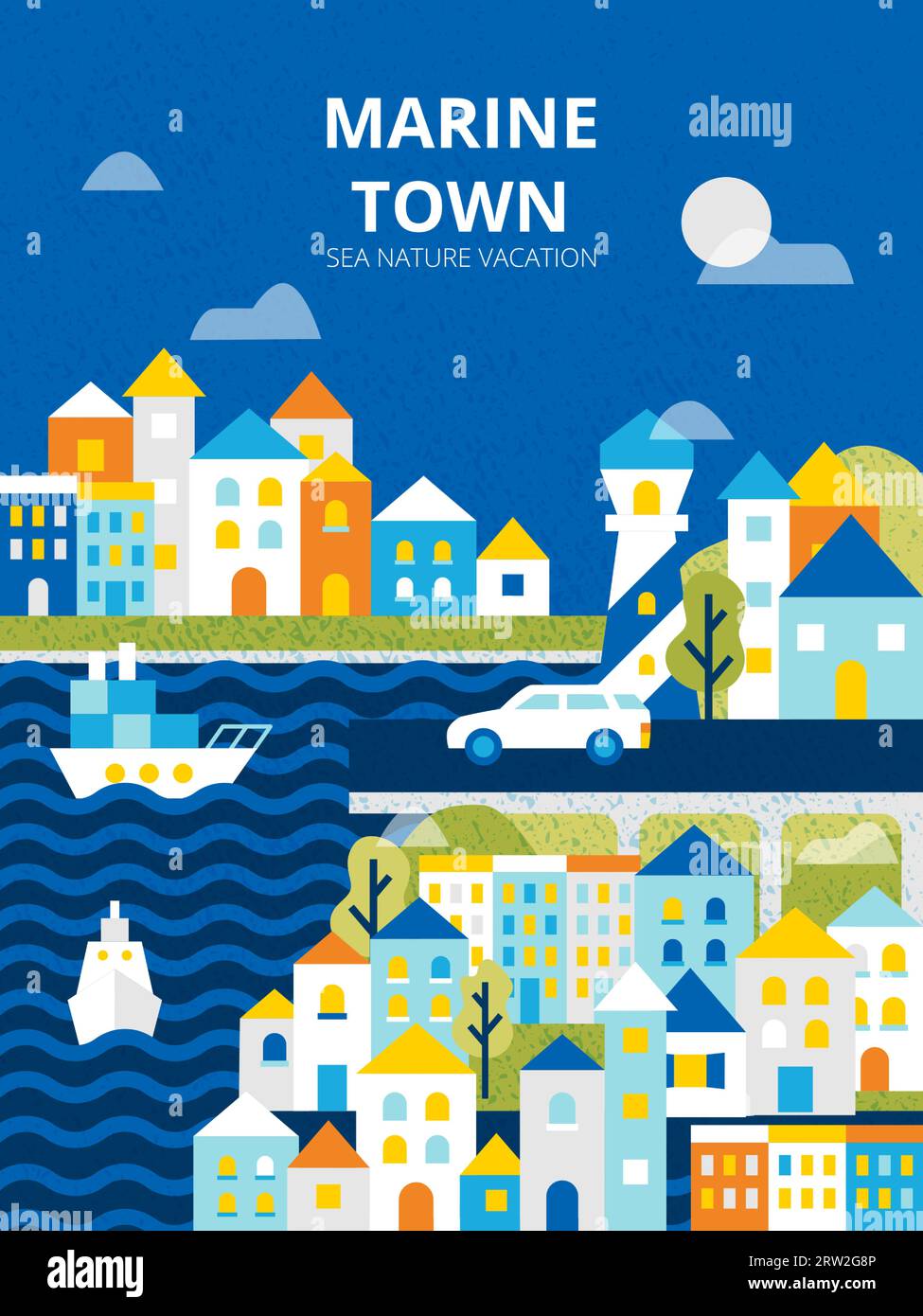 Night Marine Town Poster Stock Vector Image & Art - Alamy