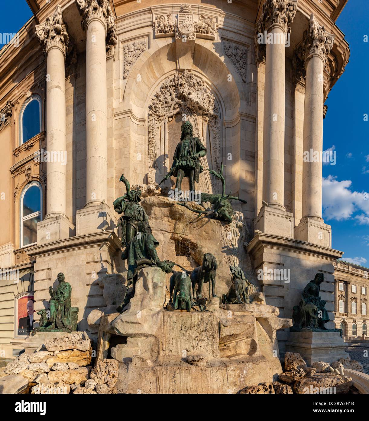 A picture of the Fountain of King Matthias at the Buda Castle Stock ...