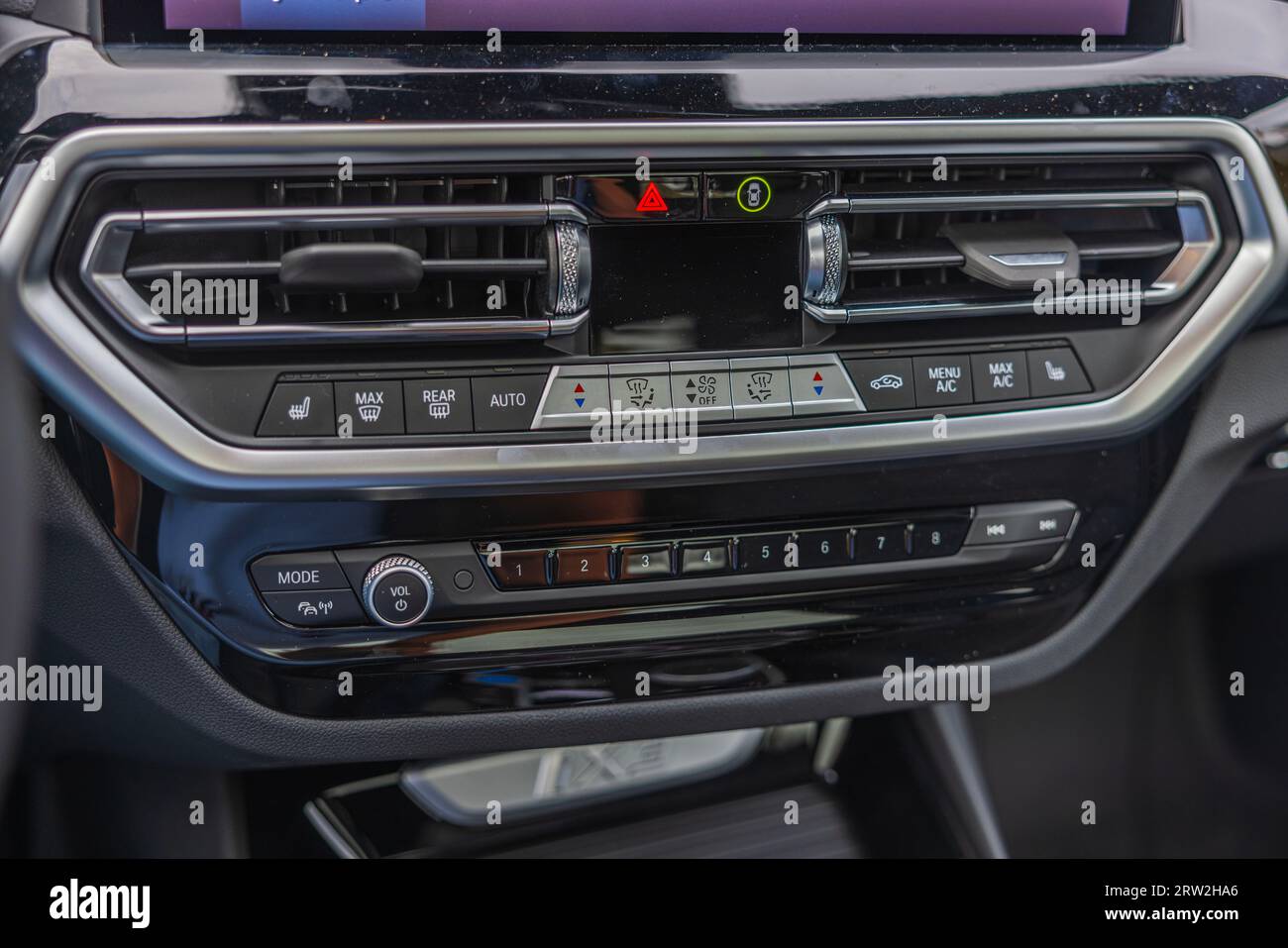 Close-up view of control panel of BMW iX3 M-sport electric car with ...