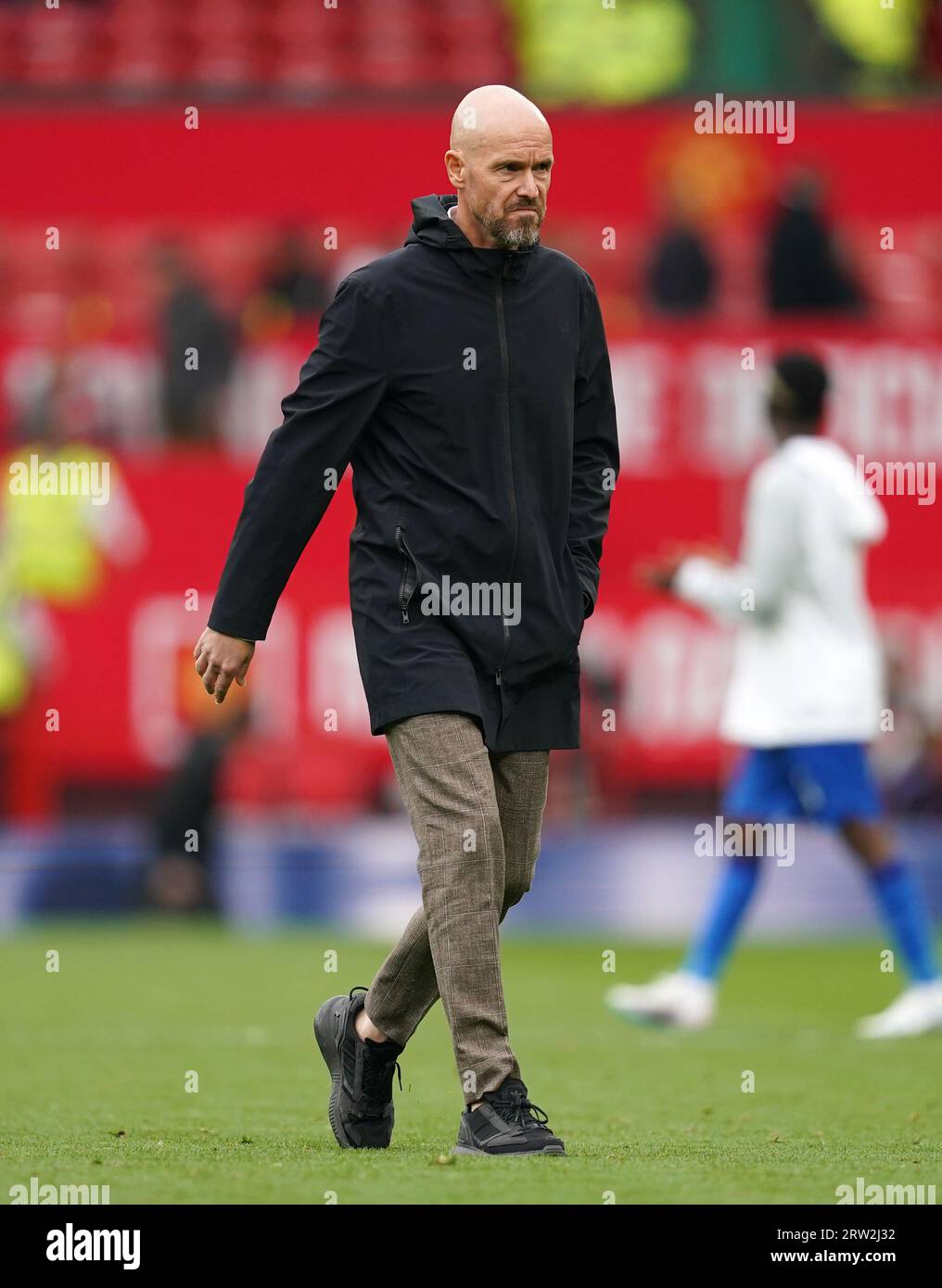 Manchester United manager Erik ten Hag walks off the pitch after the ...