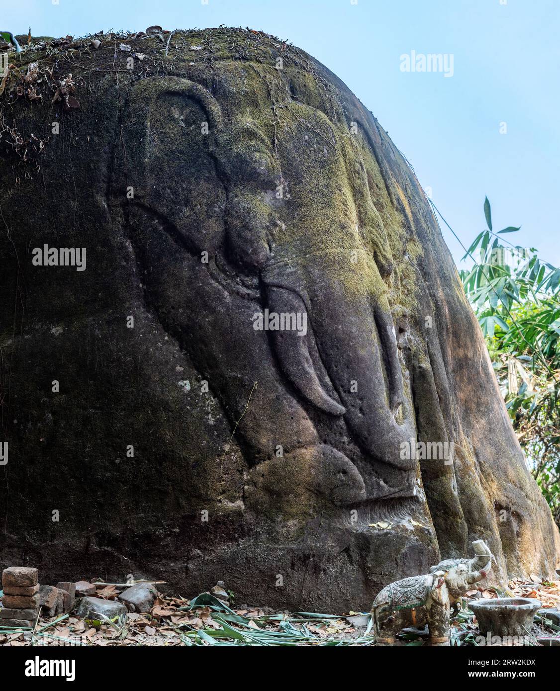 Ancient beauty . Carving of elephant statues at Wat Phou temple, Laos ...