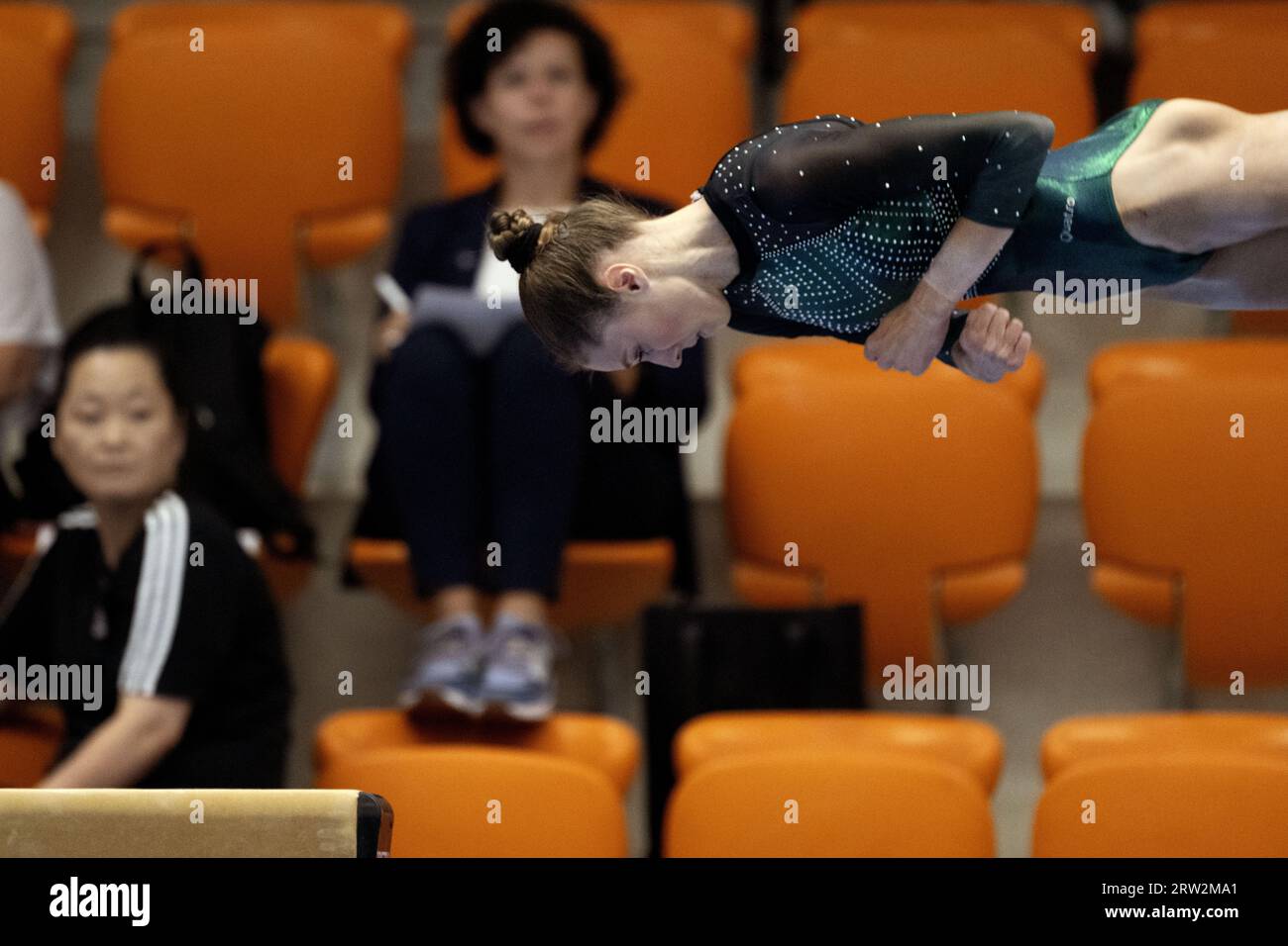 ROTTERDAM - Gymnast Naomi Visser in action on beam during the second ...