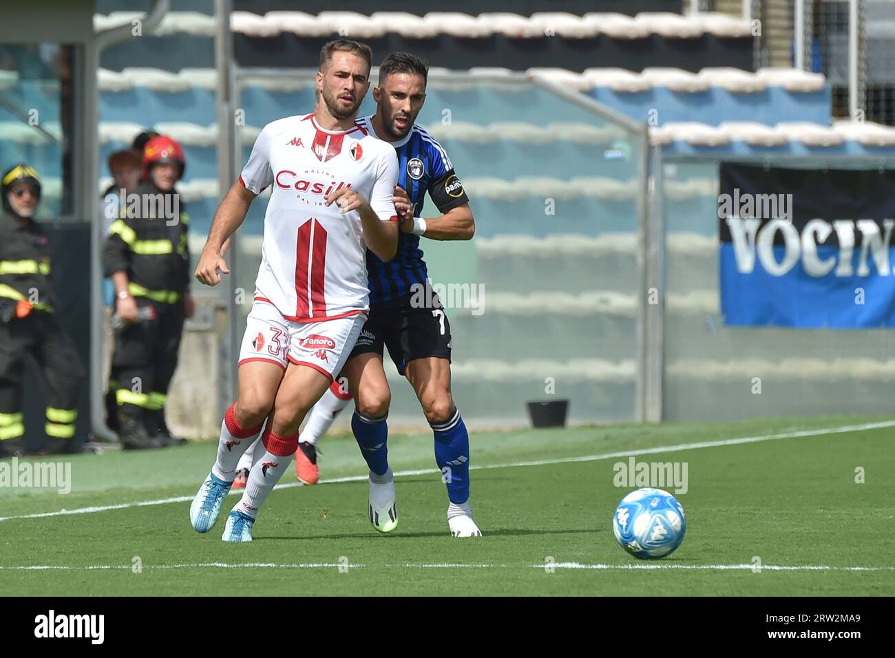 Pisa, Italy. 16th Sep, 2023. Giacomo Ricci (Bari) thwarted by Marco D ...