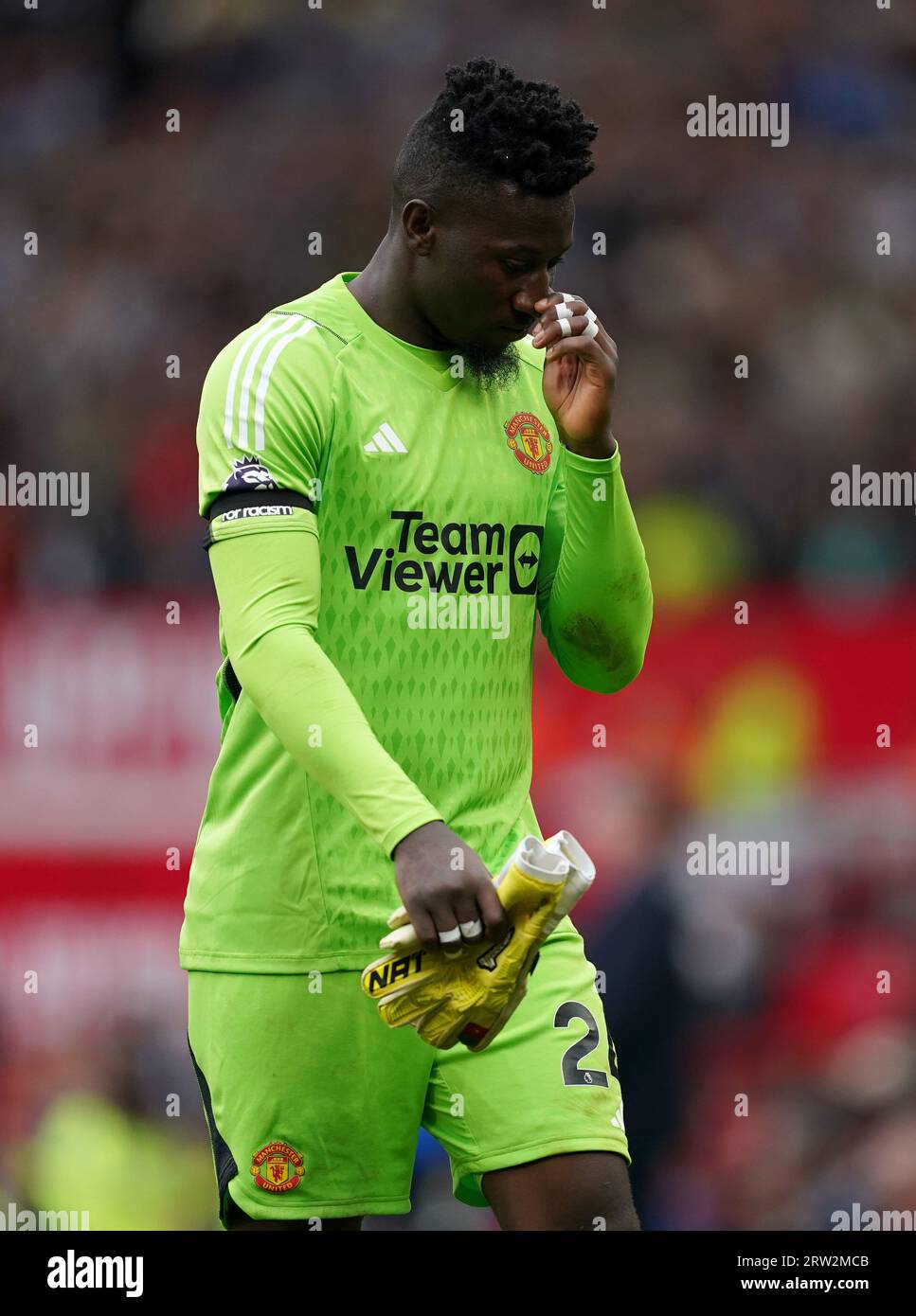 Manchester United Goalkeeper Andre Onana Appears Dejected After The
