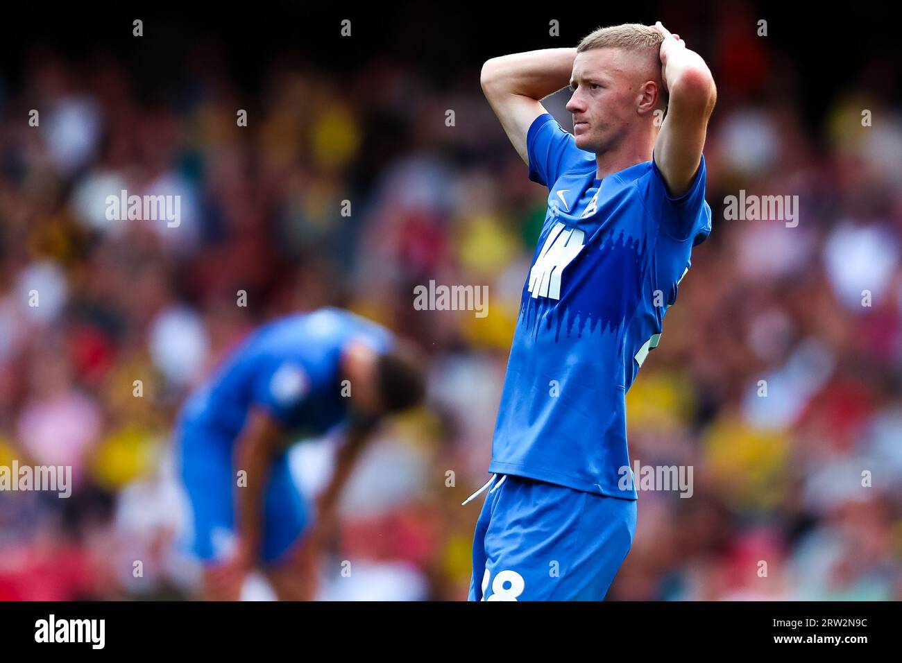 Birmingham City's Jay Stansfield reacts to missing. A chance at goal ...