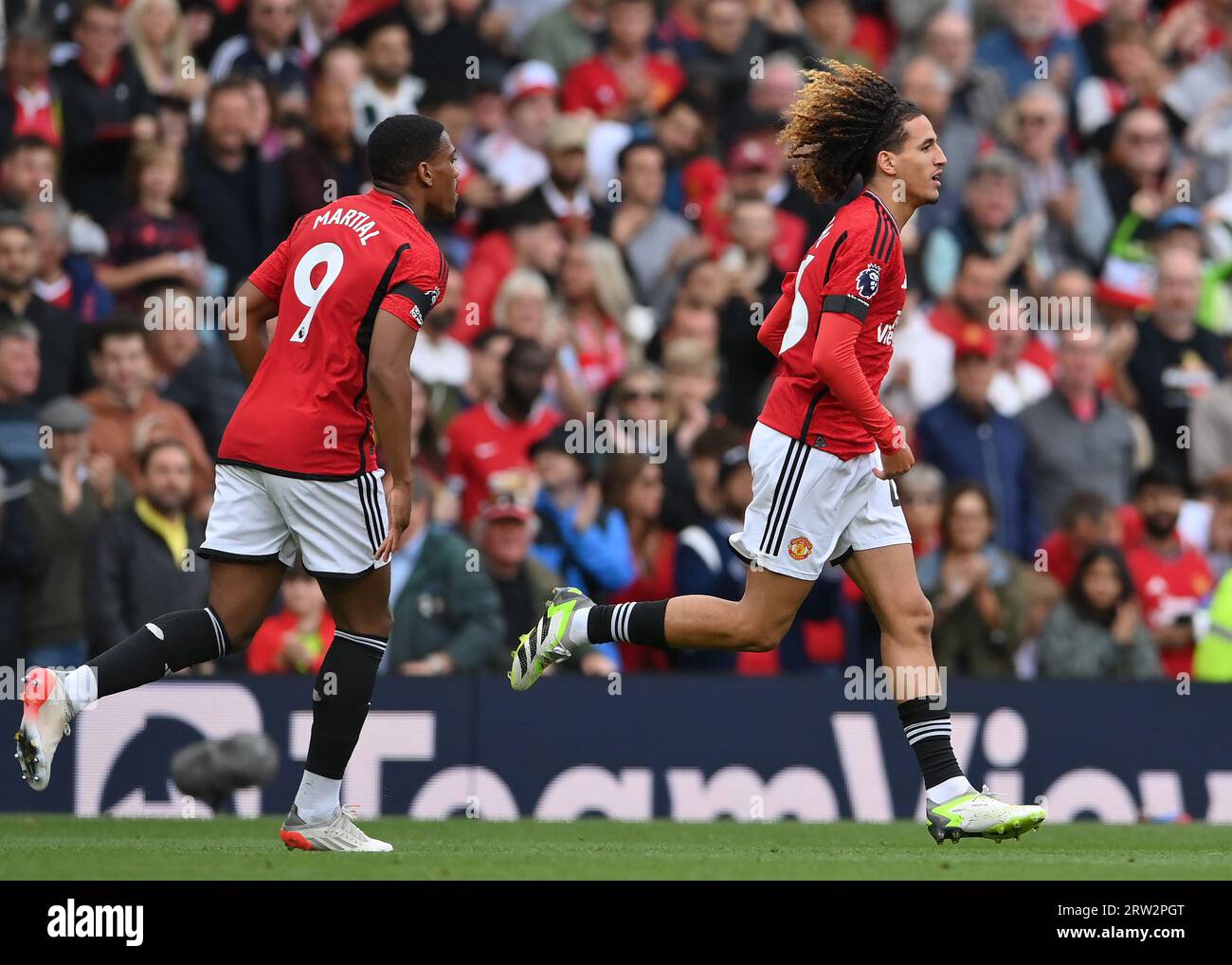 MANCHESTER, UK. 16th Sep, 2023. Hannibal Mejbri of Manchester United ...