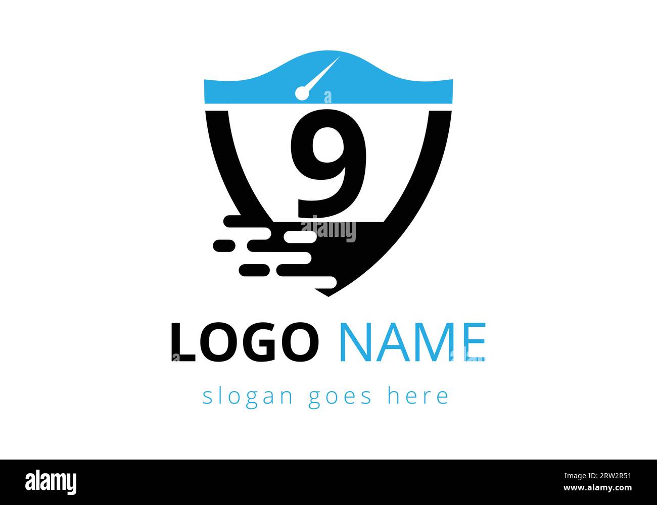 Initial 9 monogram alphabet with Speed Logo Design. Modern Letter with ...