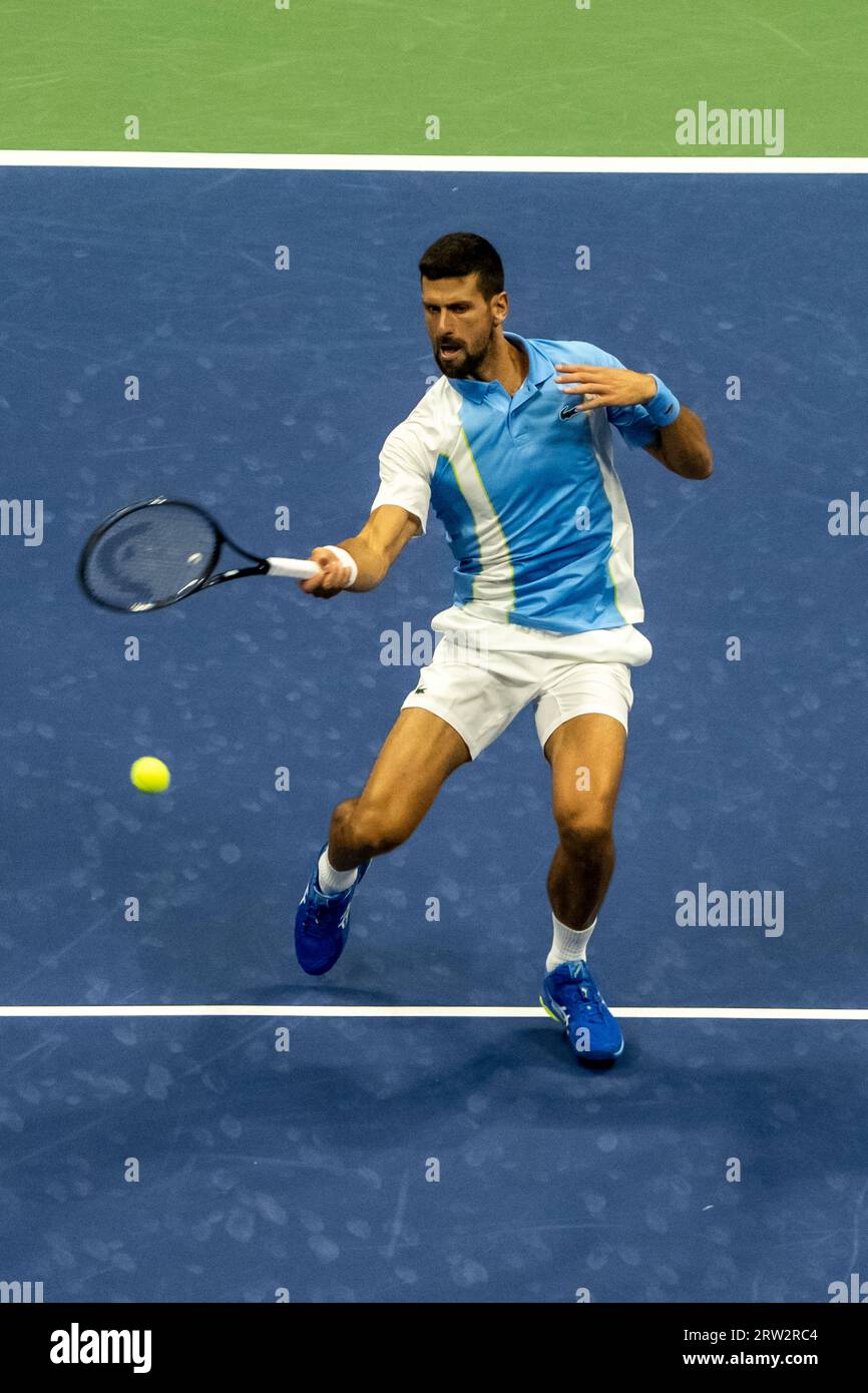 Novak Djokovic (SBR) competing in the Men's Singles Semi-finals at the ...
