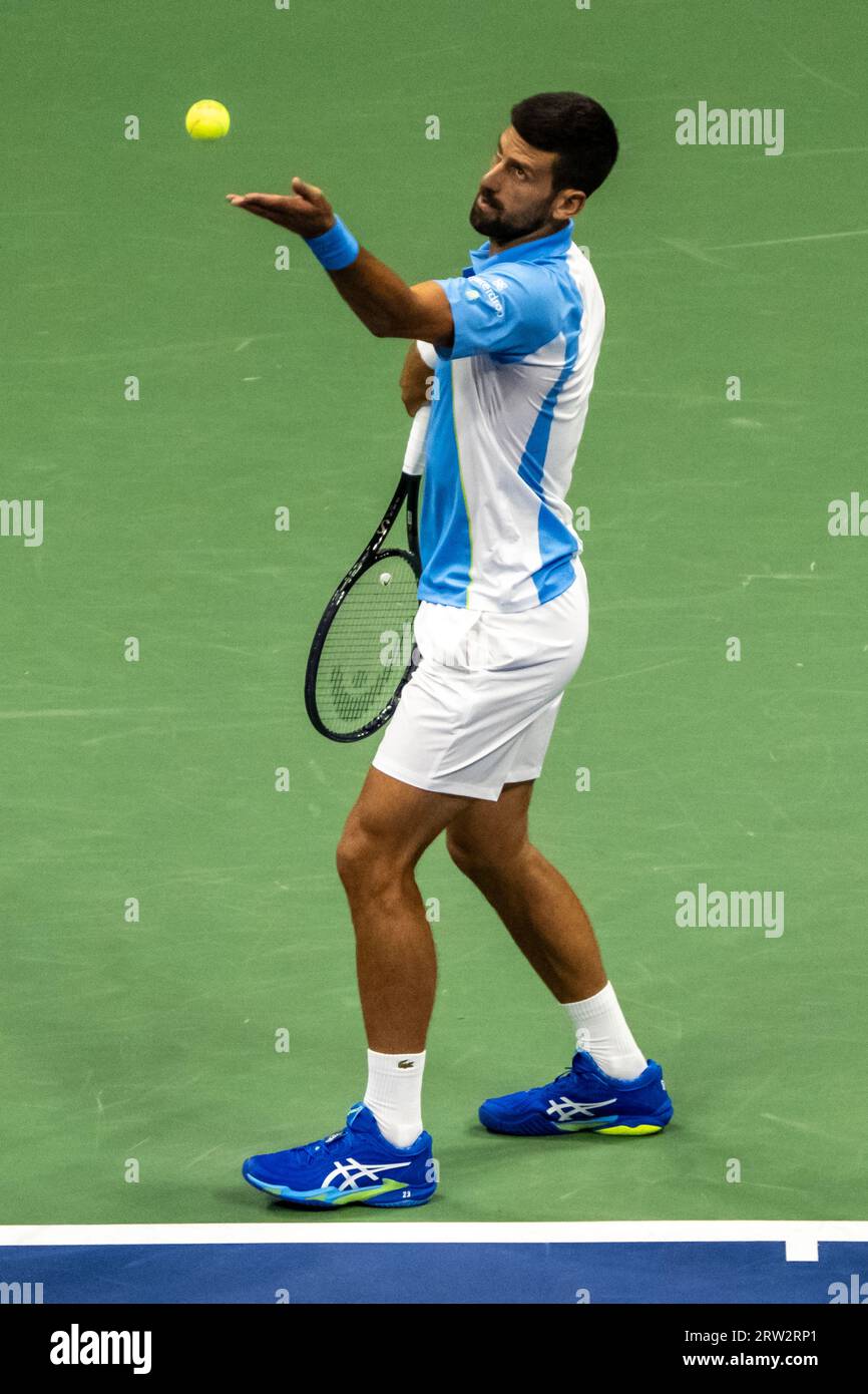 Novak Djokovic (SBR) competing in the Men's Singles Semi-finals at the ...
