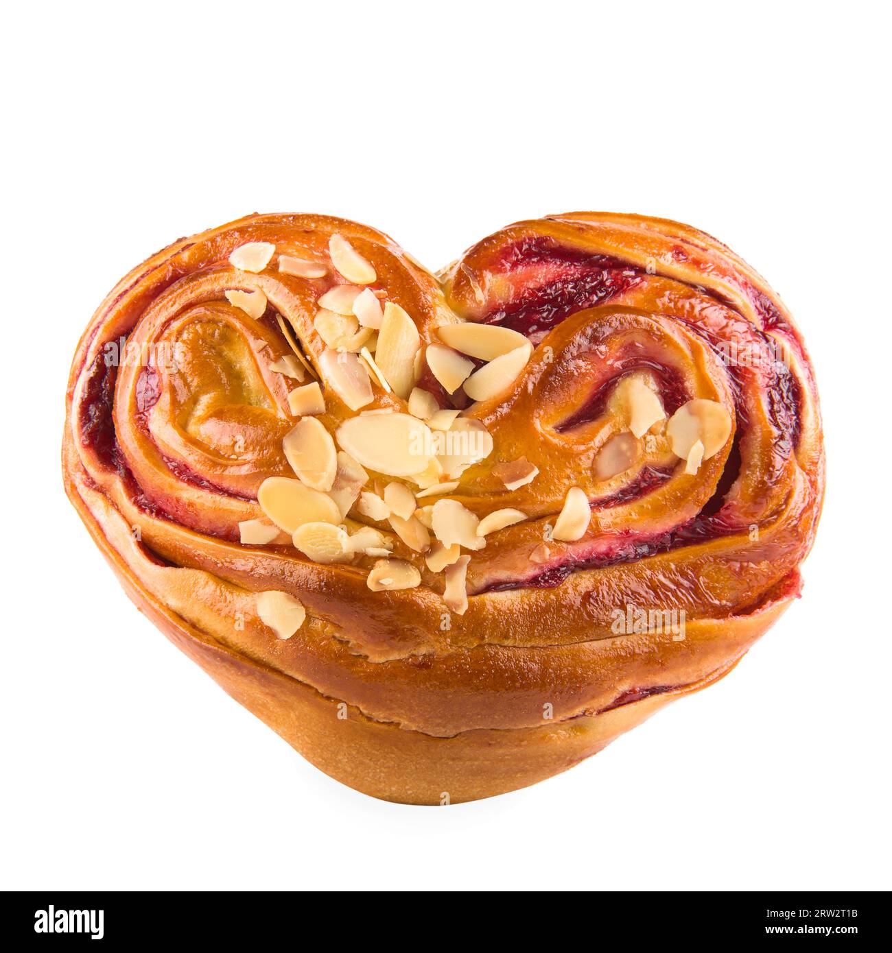 Sweet bun in the shape of a heart isolated on a white background Stock ...