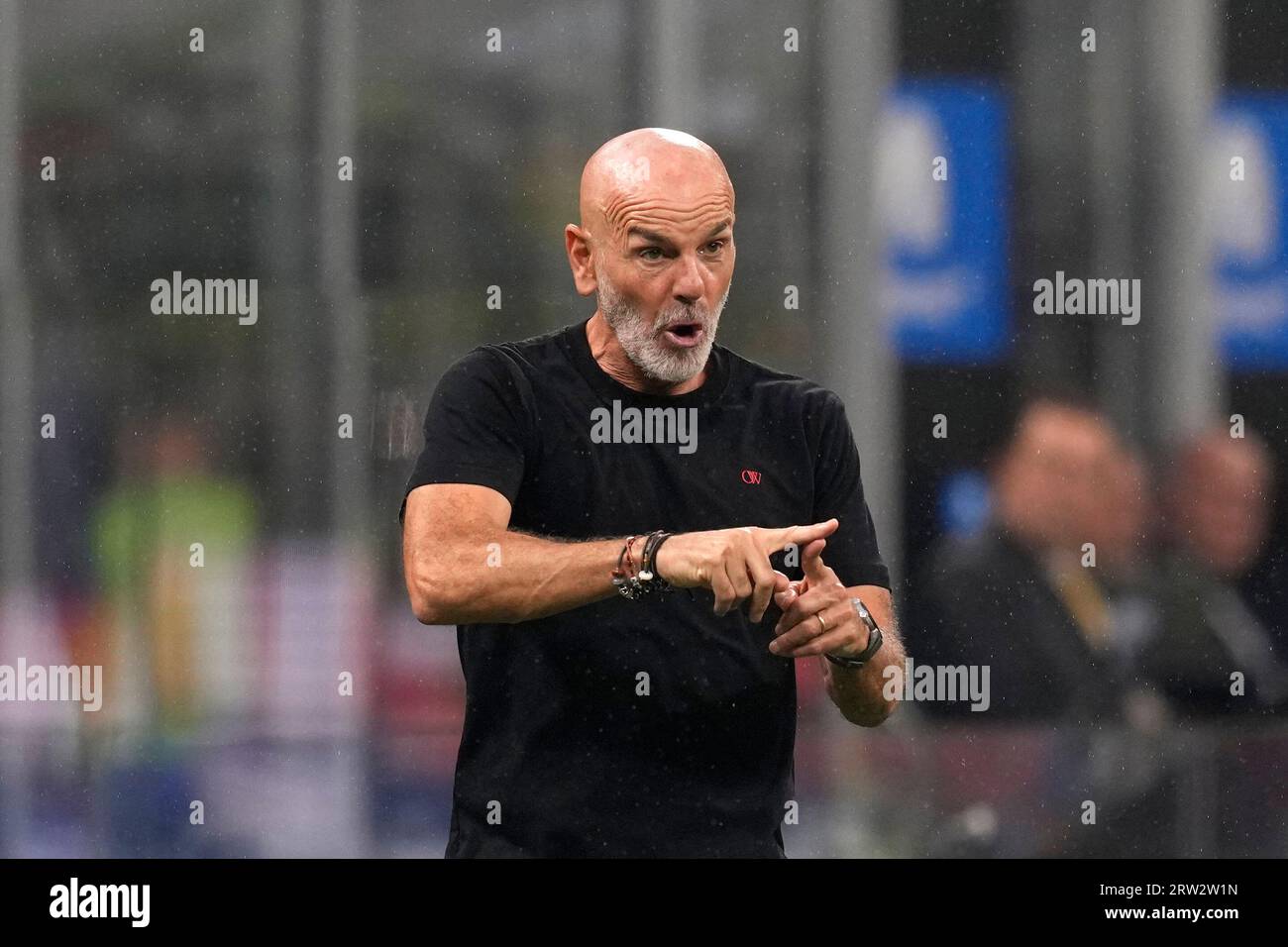 AC Milan's manager Stefano Pioli gives directions to his players during ...