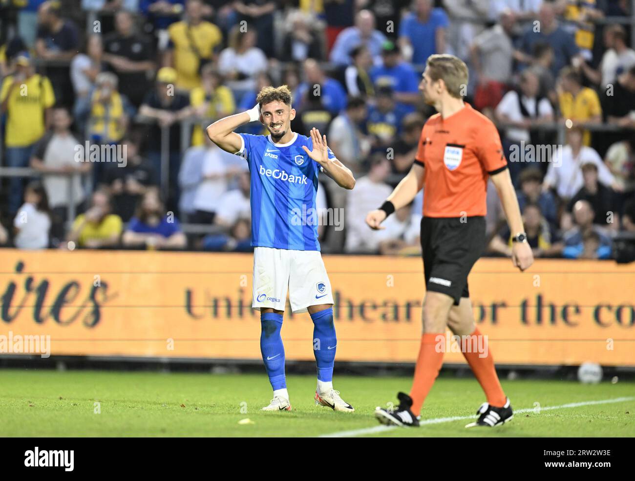 Brussels, Belgium. 16th Sep, 2023. Genk's Andi Zeqiri pictured during a soccer match between ...