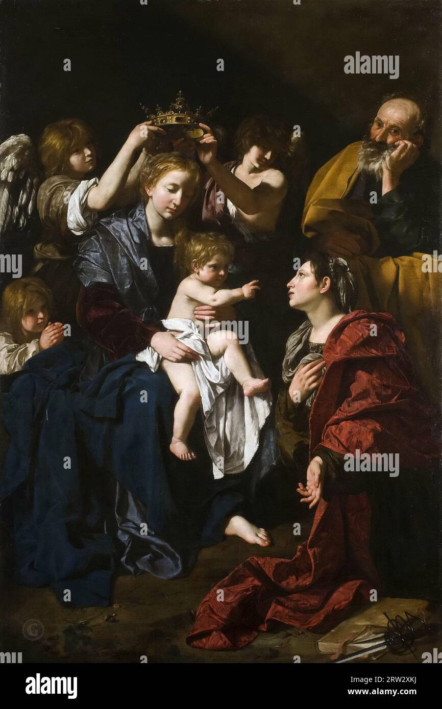 Bartolomeo Cavarozzi - Holy Family and Catherine of Alexandria Stock ...