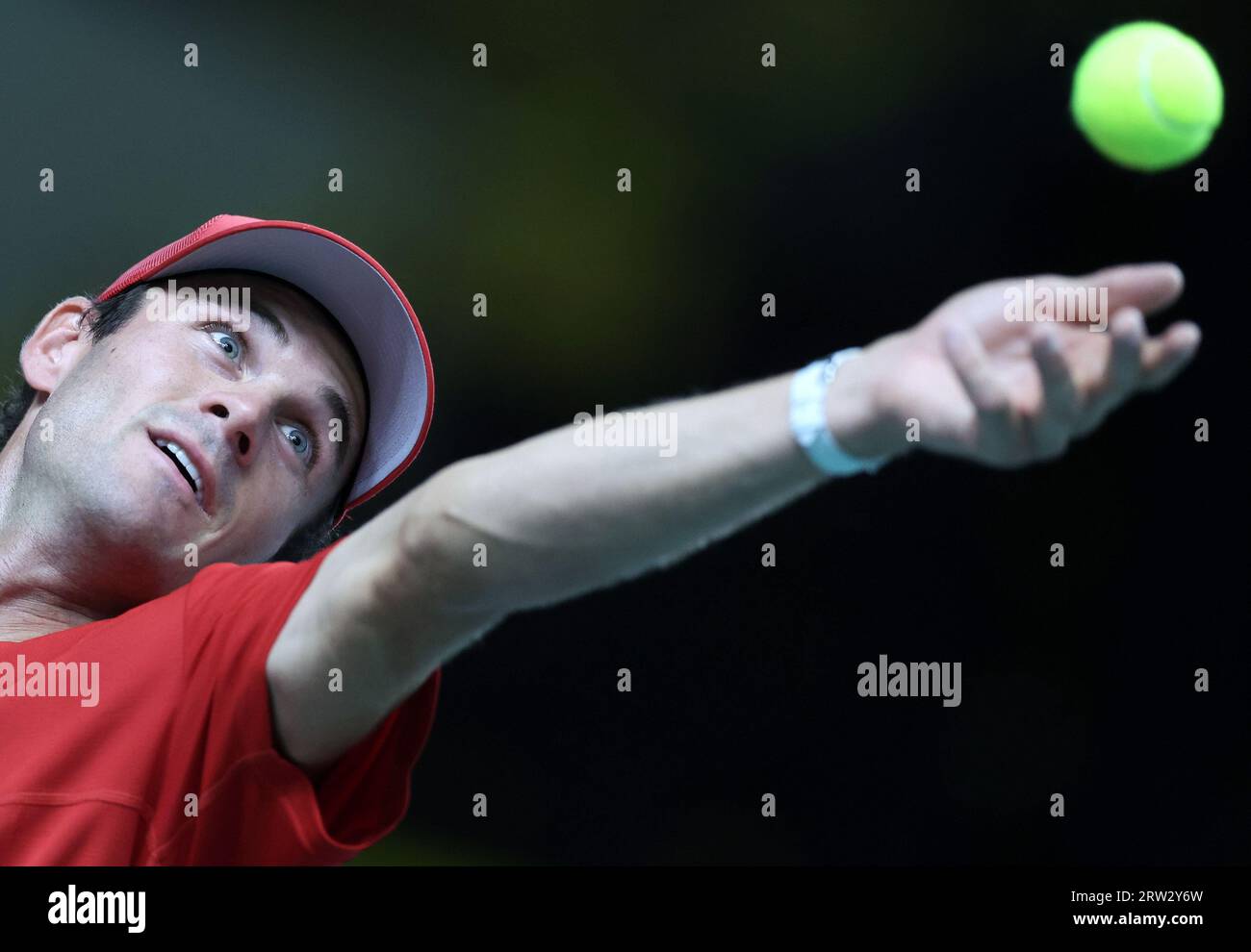 Split, Croatia. 16th Sep, 2023. Tommy Paul of USA serves against Emil ...